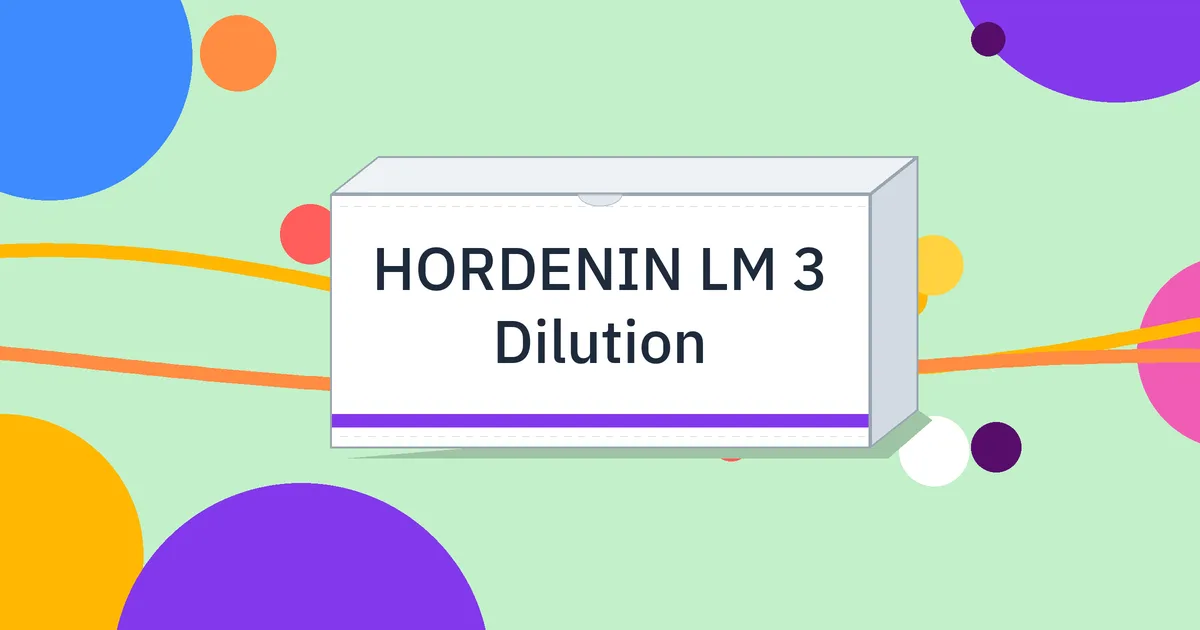 Symbolbild: Packung mit der Aufschrift HORDENIN LM 3 Dilution (PZN 13555231) – Verfügbarkeit und Bezug in Apotheken in Frankfurt am Main