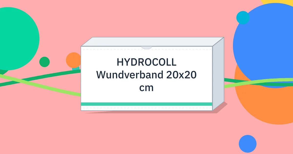 Symbolbild: Packung mit der Aufschrift HYDROCOLL Wundverband 20x20 cm (PZN 12594246) – Verfügbarkeit und Bezug in Apotheken in Frankfurt am Main