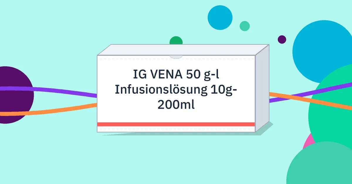 Symbolbild: Packung mit der Aufschrift IG VENA 50 g-l Infusionslösung 10g-200ml (PZN 16793793) – Verfügbarkeit und Bezug in Apotheken in Frankfurt am Main