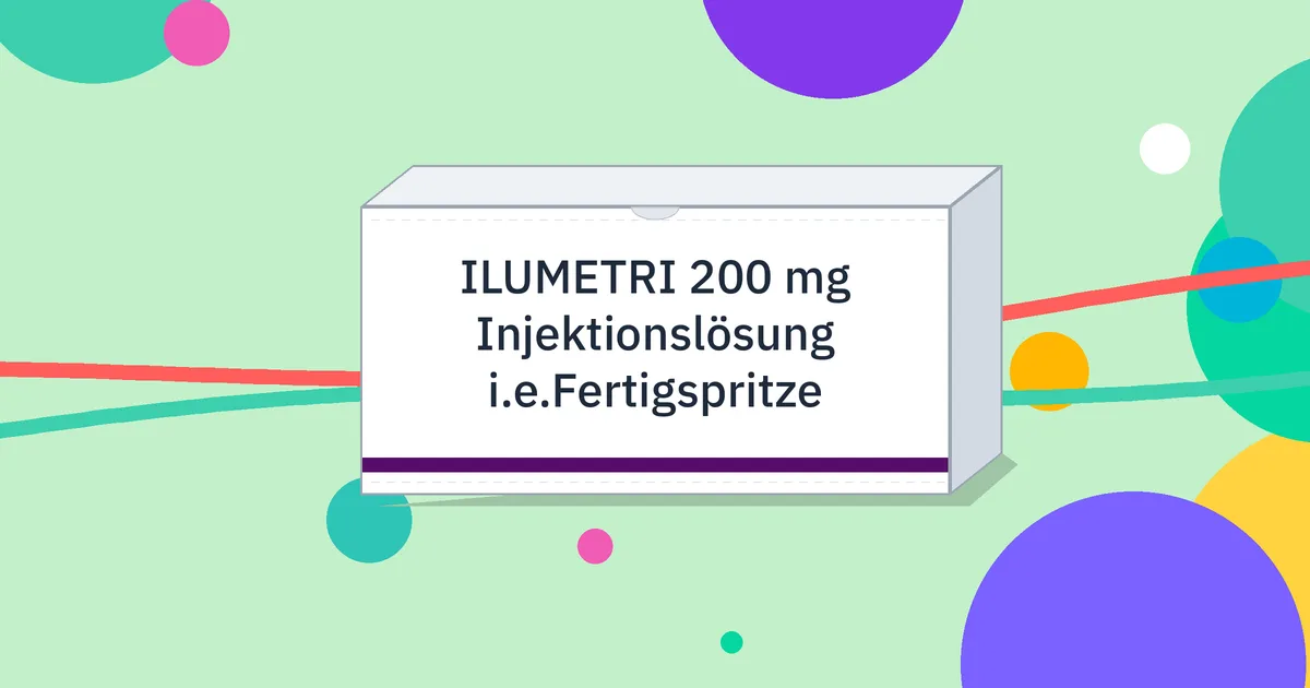 Symbolbild: Packung mit der Aufschrift ILUMETRI 200 mg Injektionslösung i.e.Fertigspritze (PZN 14036214) – Verfügbarkeit und Bezug in Apotheken in Frankfurt am Main