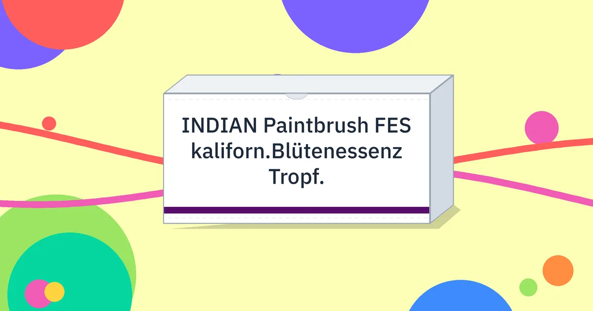 Symbolbild: Packung mit der Aufschrift INDIAN Paintbrush FES kaliforn.Blütenessenz Tropf. (PZN 09173475) – Verfügbarkeit und Bezug in Apotheken in Frankfurt am Main