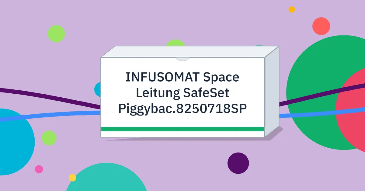 Symbolbild: Packung mit der Aufschrift INFUSOMAT Space Leitung SafeSet Piggybac.8250718SP (PZN 10328670) – Verfügbarkeit und Bezug in Apotheken in Frankfurt am Main