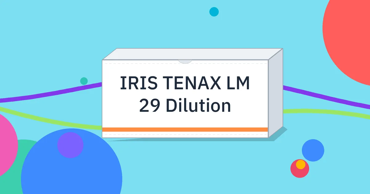 Symbolbild: Packung mit der Aufschrift IRIS TENAX LM 29 Dilution (PZN 12914567) – Verfügbarkeit und Bezug in Apotheken in Frankfurt am Main