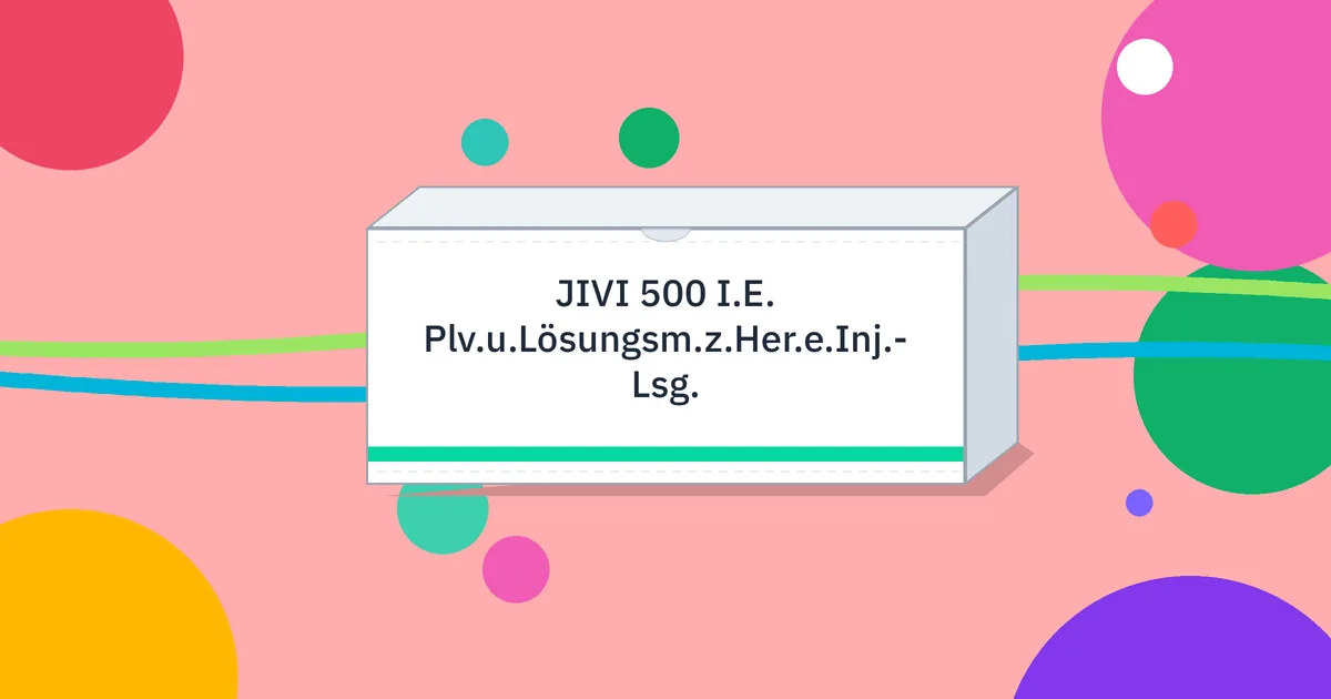 Symbolbild: Packung mit der Aufschrift JIVI 500 I.E. Plv.u.Lösungsm.z.Her.e.Inj.-Lsg. (PZN 13708976) – Verfügbarkeit und Bezug in Apotheken in Frankfurt am Main