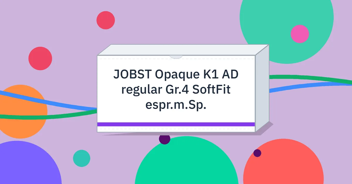 Symbolbild: Packung mit der Aufschrift JOBST Opaque K1 AD regular Gr.4 SoftFit espr.m.Sp. (PZN 16263411) – Verfügbarkeit und Bezug in Apotheken in Frankfurt am Main