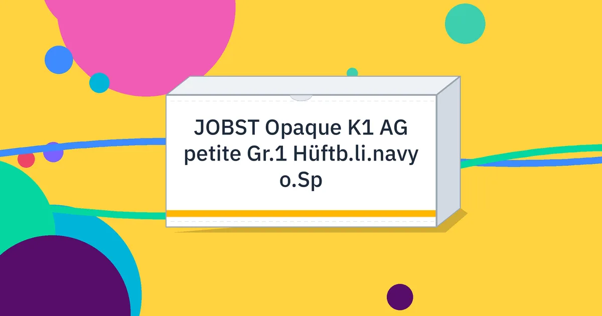 Symbolbild: Packung mit der Aufschrift JOBST Opaque K1 AG petite Gr.1 Hüftb.li.navy o.Sp (PZN 13097923) – Verfügbarkeit und Bezug in Apotheken in Frankfurt am Main