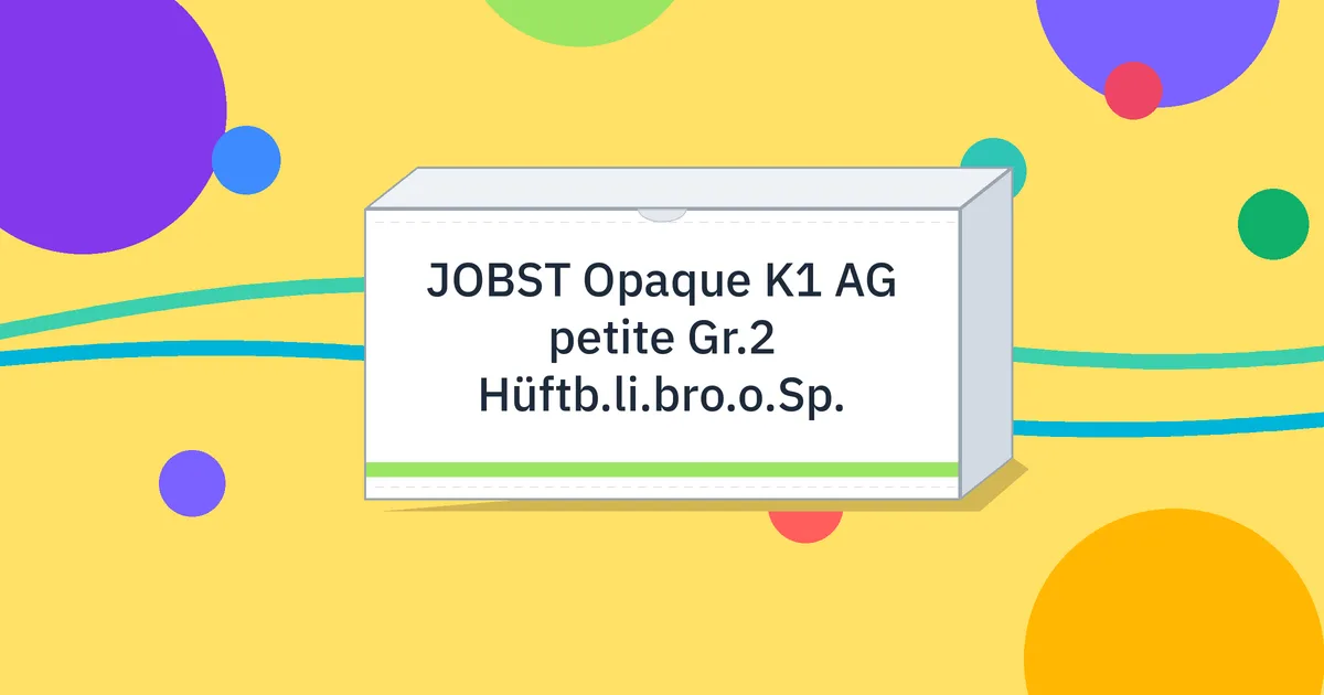 Symbolbild: Packung mit der Aufschrift JOBST Opaque K1 AG petite Gr.2 Hüftb.li.bro.o.Sp. (PZN 13097805) – Verfügbarkeit und Bezug in Apotheken in Frankfurt am Main