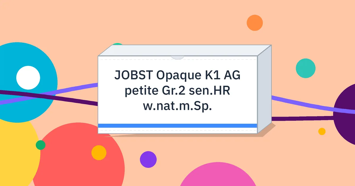 Symbolbild: Packung mit der Aufschrift JOBST Opaque K1 AG petite Gr.2 sen.HR w.nat.m.Sp. (PZN 13086167) – Verfügbarkeit und Bezug in Apotheken in Frankfurt am Main