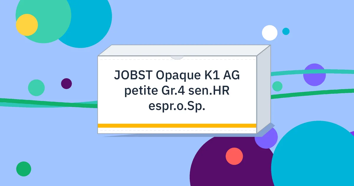 Symbolbild: Packung mit der Aufschrift JOBST Opaque K1 AG petite Gr.4 sen.HR espr.o.Sp. (PZN 16271037) – Verfügbarkeit und Bezug in Apotheken in Frankfurt am Main