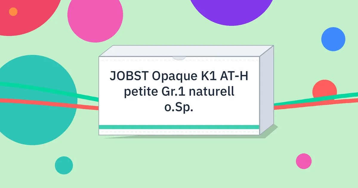 Symbolbild: Packung mit der Aufschrift JOBST Opaque K1 AT-H petite Gr.1 naturell o.Sp. (PZN 13102386) – Verfügbarkeit und Bezug in Apotheken in Frankfurt am Main