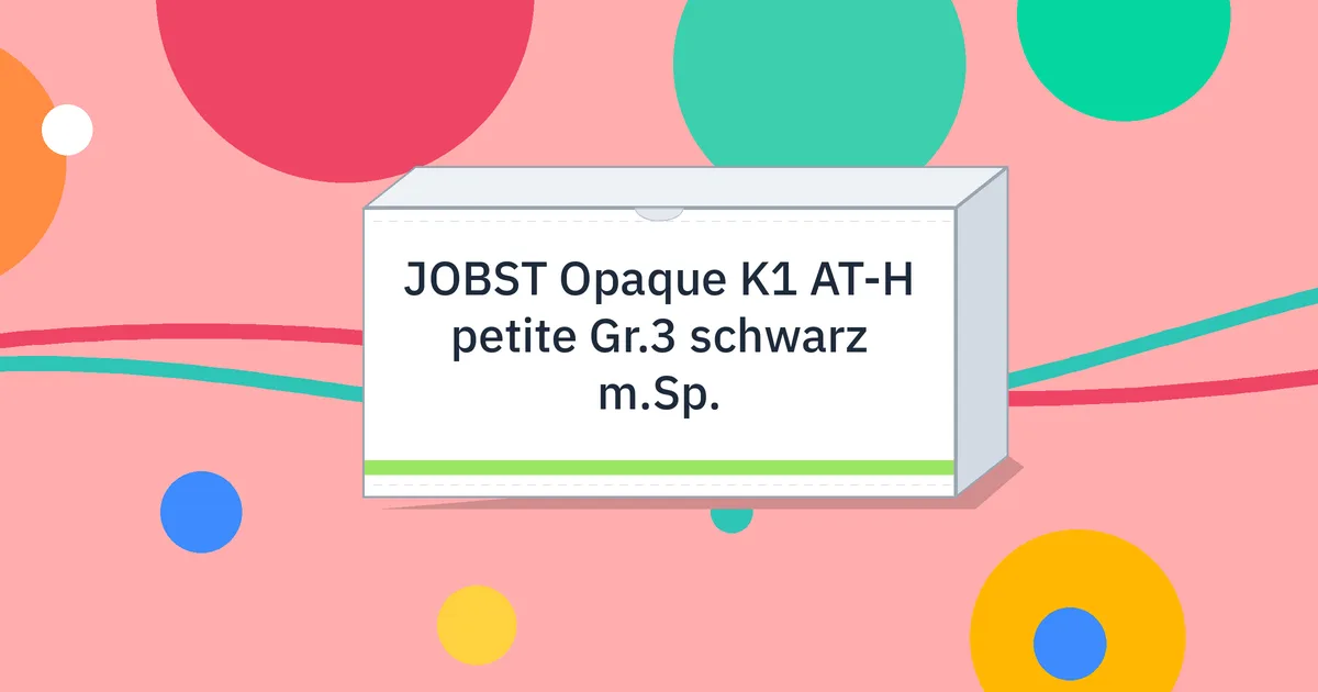 Symbolbild: Packung mit der Aufschrift JOBST Opaque K1 AT-H petite Gr.3 schwarz m.Sp. (PZN 13102110) – Verfügbarkeit und Bezug in Apotheken in Frankfurt am Main