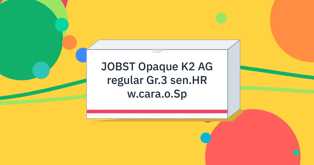Symbolbild: Packung mit der Aufschrift JOBST Opaque K2 AG regular Gr.3 sen.HR w.cara.o.Sp (PZN 11254241) – Verfügbarkeit und Bezug in Apotheken in Frankfurt am Main