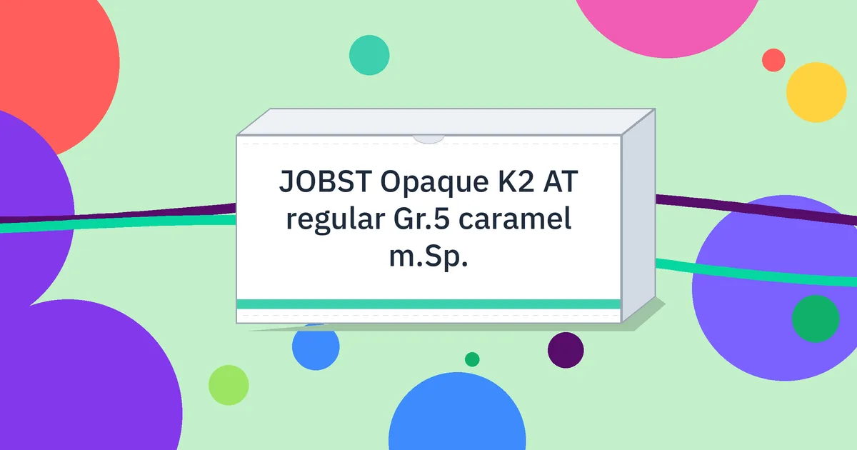 Symbolbild: Packung mit der Aufschrift JOBST Opaque K2 AT regular Gr.5 caramel m.Sp. (PZN 11257156) – Verfügbarkeit und Bezug in Apotheken in Frankfurt am Main