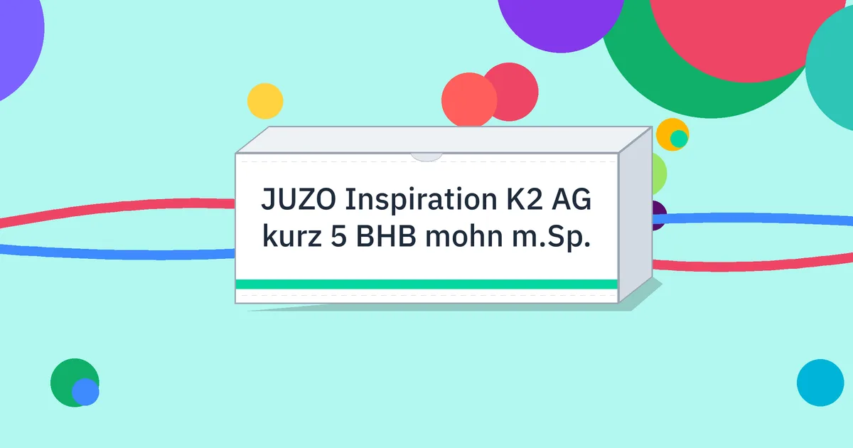 Symbolbild: Packung mit der Aufschrift JUZO Inspiration K2 AG kurz 5 BHB mohn m.Sp. (PZN 14834418) – Verfügbarkeit und Bezug in Apotheken in Frankfurt am Main