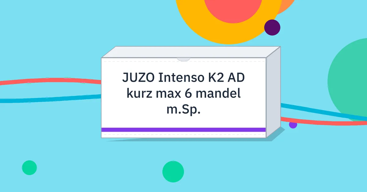 Symbolbild: Packung mit der Aufschrift JUZO Intenso K2 AD kurz max 6 mandel m.Sp. (PZN 18608802) – Verfügbarkeit und Bezug in Apotheken in Frankfurt am Main