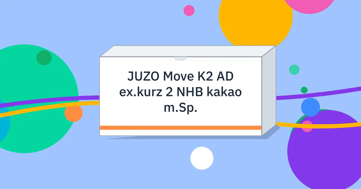 Symbolbild: Packung mit der Aufschrift JUZO Move K2 AD ex.kurz 2 NHB kakao m.Sp. (PZN 18541848) – Verfügbarkeit und Bezug in Apotheken in Frankfurt am Main