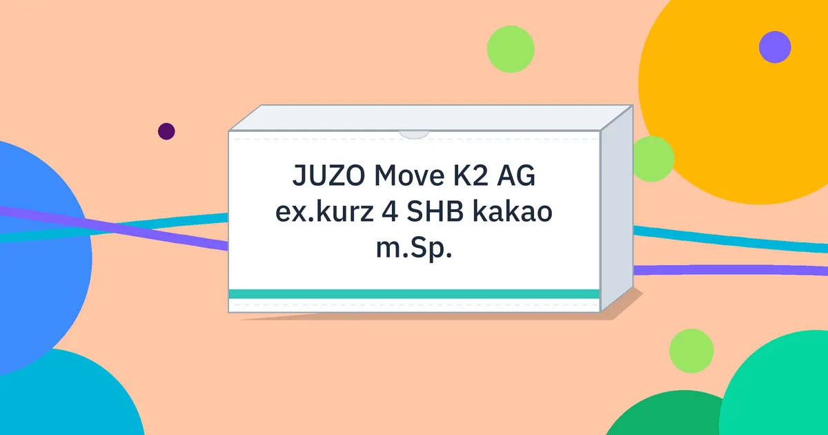 Symbolbild: Packung mit der Aufschrift JUZO Move K2 AG ex.kurz 4 SHB kakao m.Sp. (PZN 18563577) – Verfügbarkeit und Bezug in Apotheken in Frankfurt am Main