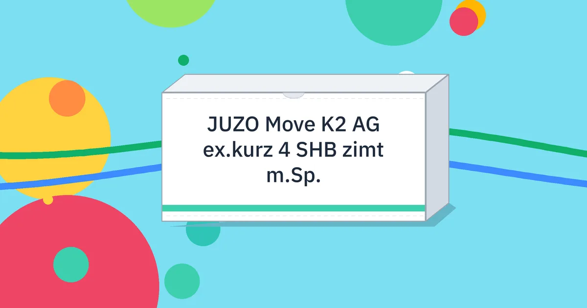 Symbolbild: Packung mit der Aufschrift JUZO Move K2 AG ex.kurz 4 SHB zimt m.Sp. (PZN 18531873) – Verfügbarkeit und Bezug in Apotheken in Frankfurt am Main