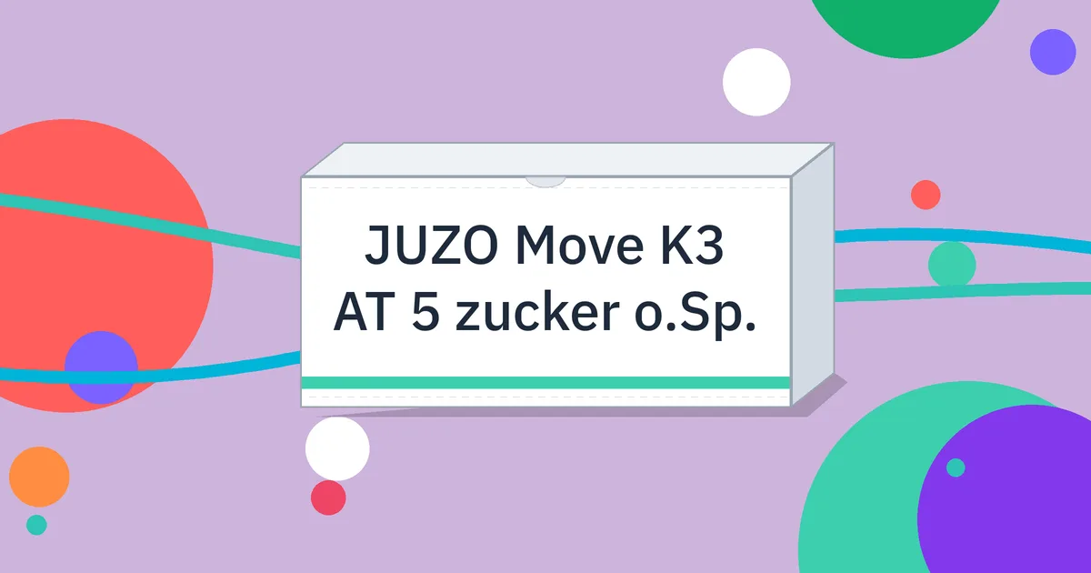 Symbolbild: Packung mit der Aufschrift JUZO Move K3 AT 5 zucker o.Sp. (PZN 20678247) – Verfügbarkeit und Bezug in Apotheken in Frankfurt am Main