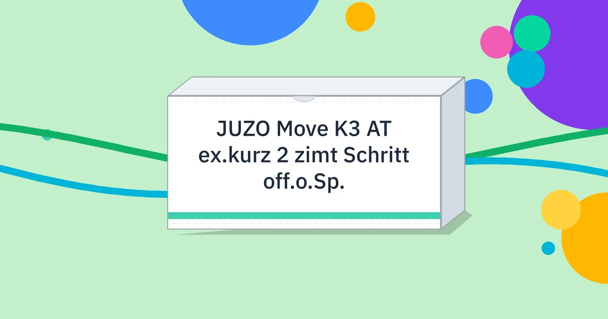 Symbolbild: Packung mit der Aufschrift JUZO Move K3 AT ex.kurz 2 zimt Schritt off.o.Sp. (PZN 20681947) – Verfügbarkeit und Bezug in Apotheken in Frankfurt am Main