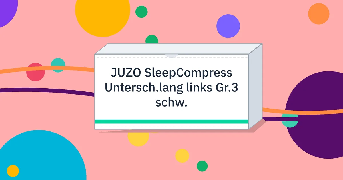 Symbolbild: Packung mit der Aufschrift JUZO SleepCompress Untersch.lang links Gr.3 schw. (PZN 19622448) – Verfügbarkeit und Bezug in Apotheken in Frankfurt am Main