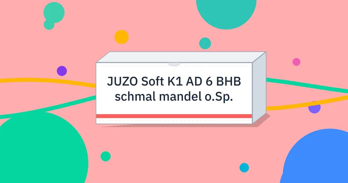 Symbolbild: Packung mit der Aufschrift JUZO Soft K1 AD 6 BHB schmal mandel o.Sp. (PZN 15463237) – Verfügbarkeit und Bezug in Apotheken in Frankfurt am Main