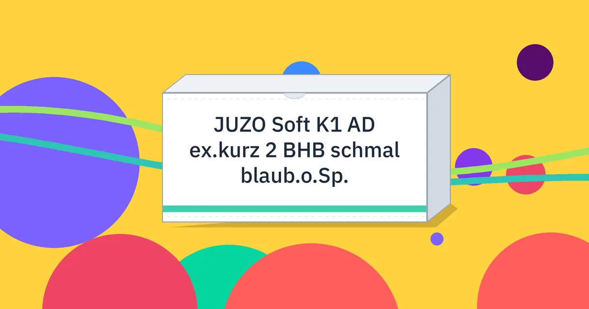 Symbolbild: Packung mit der Aufschrift JUZO Soft K1 AD ex.kurz 2 BHB schmal blaub.o.Sp. (PZN 15464544) – Verfügbarkeit und Bezug in Apotheken in Frankfurt am Main