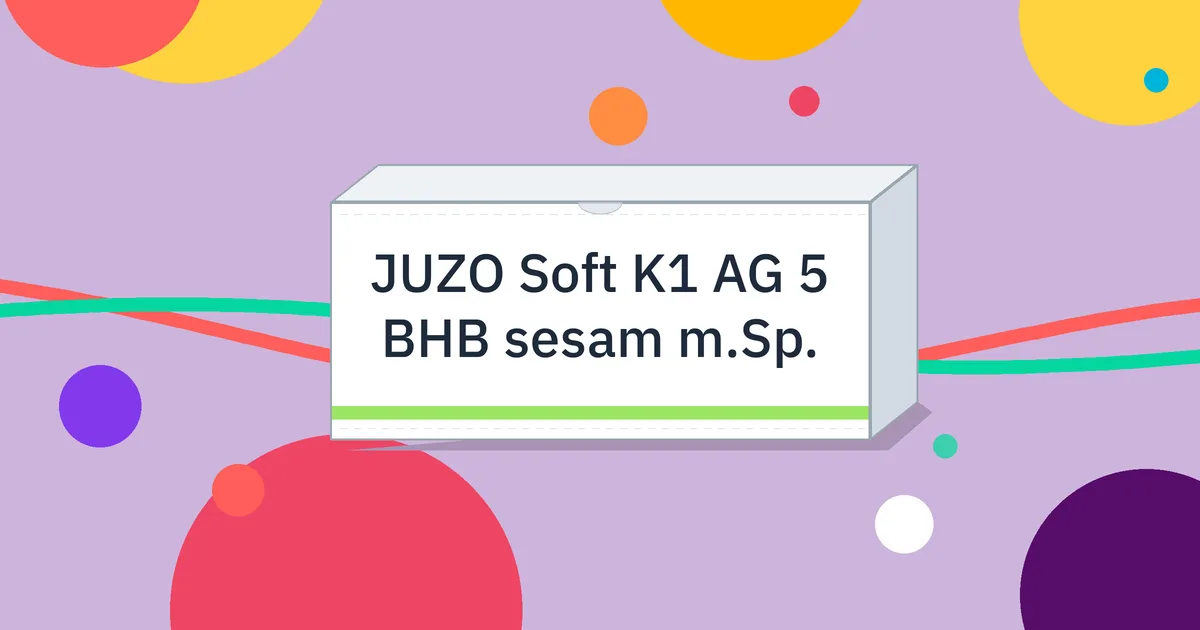 Symbolbild: Packung mit der Aufschrift JUZO Soft K1 AG 5 BHB sesam m.Sp. (PZN 14820853) – Verfügbarkeit und Bezug in Apotheken in Frankfurt am Main