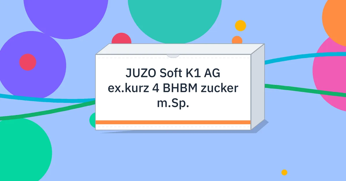 Symbolbild: Packung mit der Aufschrift JUZO Soft K1 AG ex.kurz 4 BHBM zucker m.Sp. (PZN 14856070) – Verfügbarkeit und Bezug in Apotheken in Frankfurt am Main
