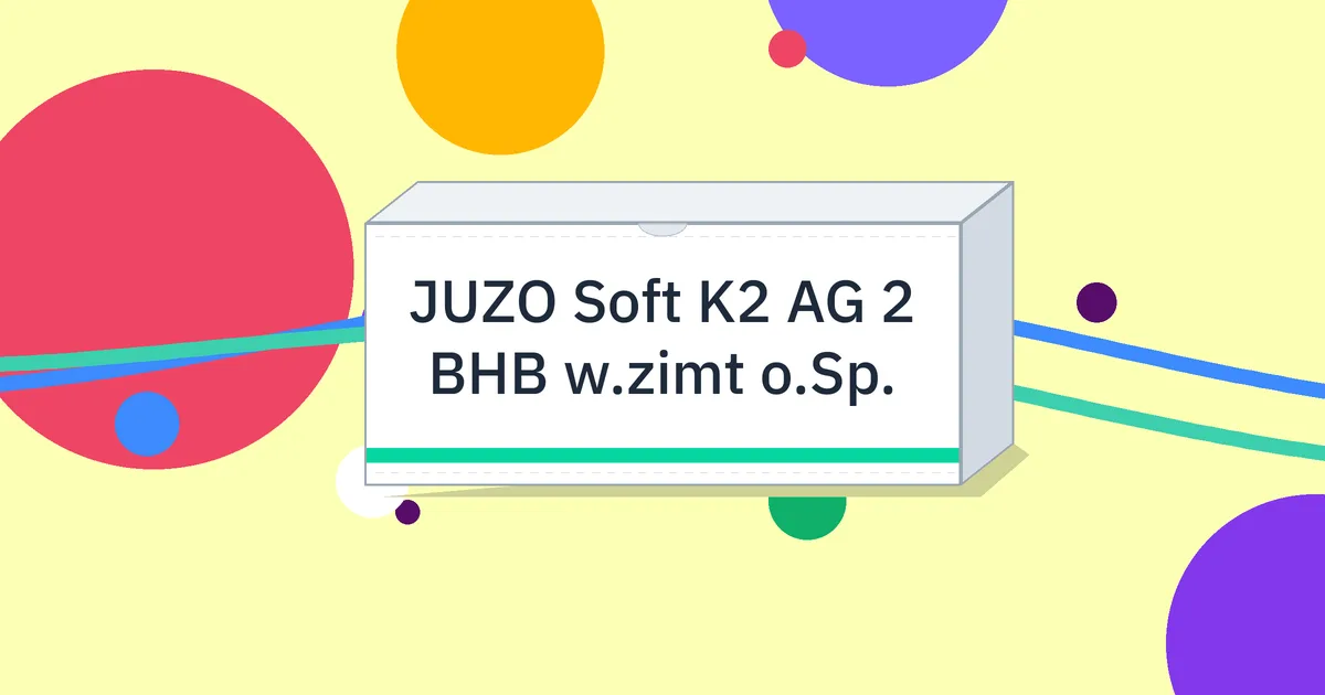 Symbolbild: Packung mit der Aufschrift JUZO Soft K2 AG 2 BHB w.zimt o.Sp. (PZN 14841298) – Verfügbarkeit und Bezug in Apotheken in Frankfurt am Main