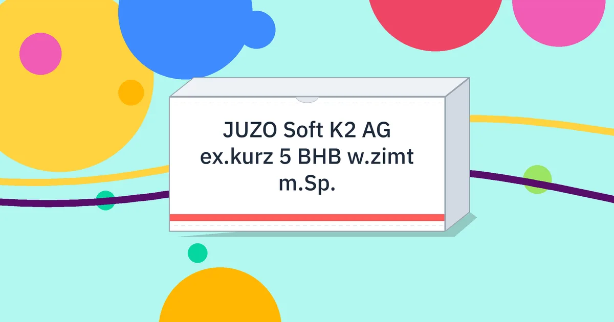 Symbolbild: Packung mit der Aufschrift JUZO Soft K2 AG ex.kurz 5 BHB w.zimt m.Sp. (PZN 14843274) – Verfügbarkeit und Bezug in Apotheken in Frankfurt am Main