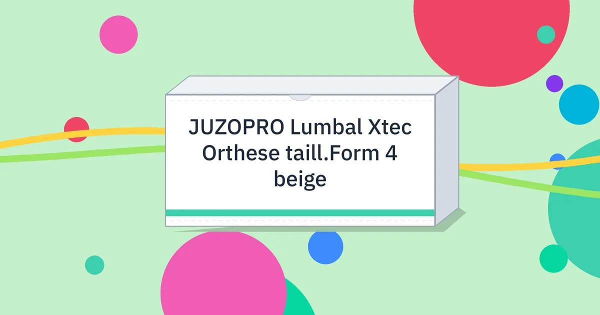 Symbolbild: Packung mit der Aufschrift JUZOPRO Lumbal Xtec Orthese taill.Form 4 beige (PZN 16498203) – Verfügbarkeit und Bezug in Apotheken in Frankfurt am Main