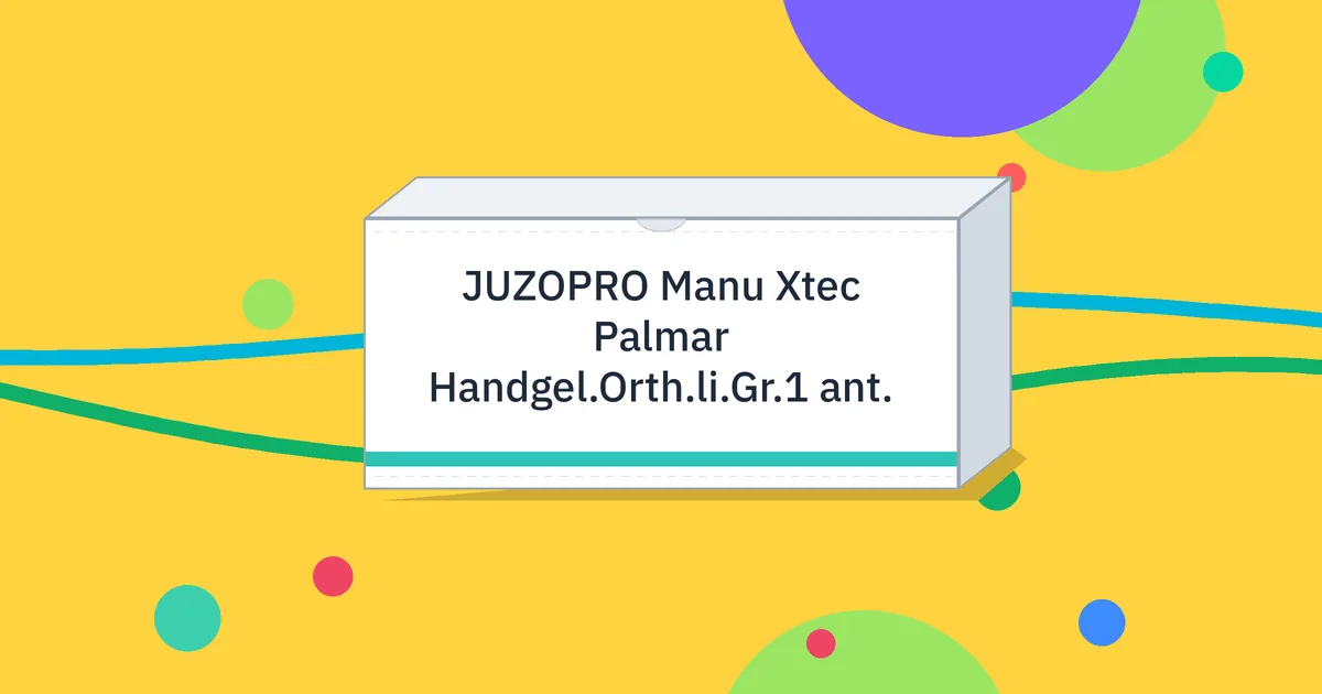 Symbolbild: Packung mit der Aufschrift JUZOPRO Manu Xtec Palmar Handgel.Orth.li.Gr.1 ant. (PZN 20052022) – Verfügbarkeit und Bezug in Apotheken in Frankfurt am Main