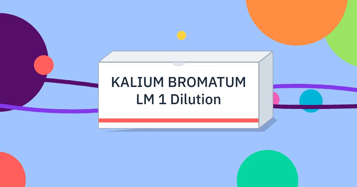 Symbolbild: Packung mit der Aufschrift KALIUM BROMATUM LM 1 Dilution (PZN 12917755) – Verfügbarkeit und Bezug in Apotheken in Frankfurt am Main