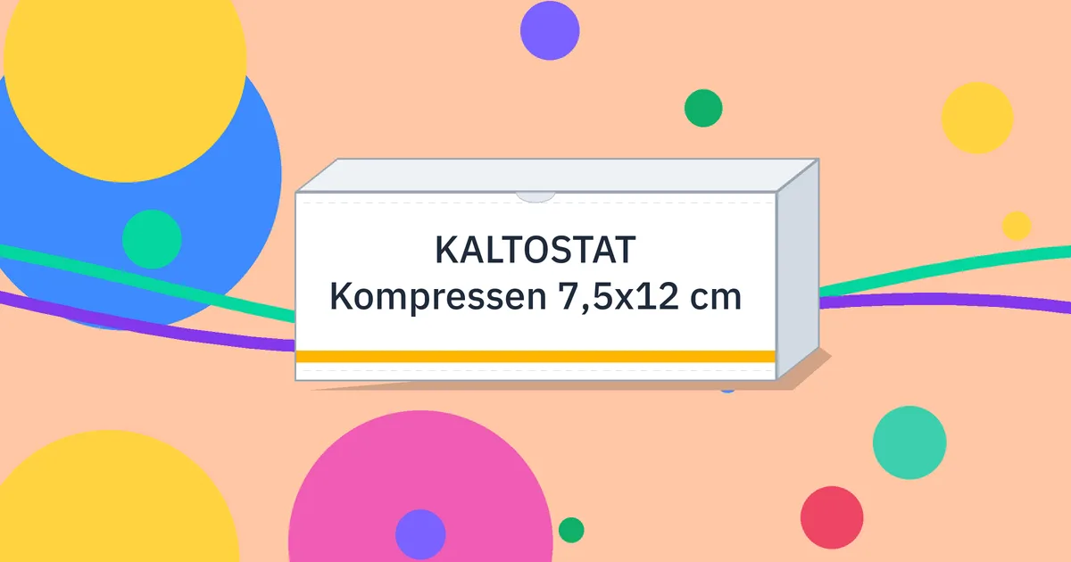 Symbolbild: Packung mit der Aufschrift KALTOSTAT Kompressen 7,5x12 cm (PZN 12642293) – Verfügbarkeit und Bezug in Apotheken in Frankfurt am Main