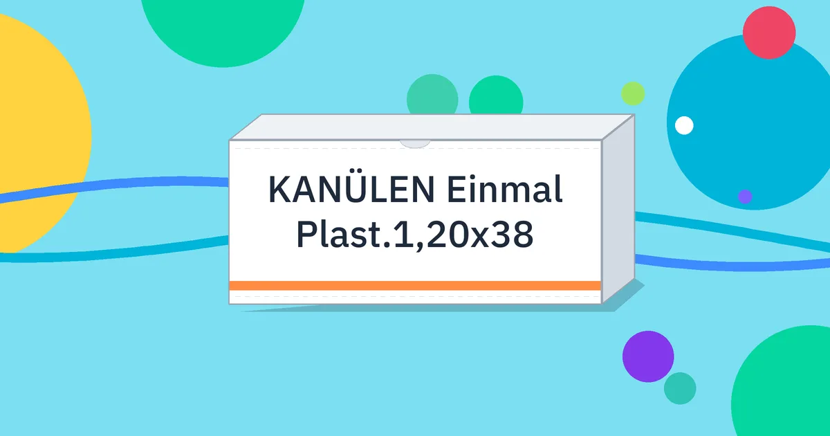 Symbolbild: Packung mit der Aufschrift KANÜLEN Einmal Plast.1,20x38 (PZN 01963870) – Verfügbarkeit und Bezug in Apotheken in Frankfurt am Main