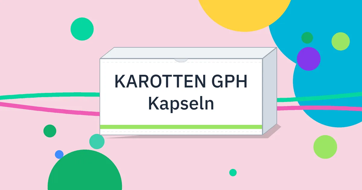 Symbolbild: Packung mit der Aufschrift KAROTTEN GPH Kapseln (PZN 09323644) – Verfügbarkeit und Bezug in Apotheken in Frankfurt am Main