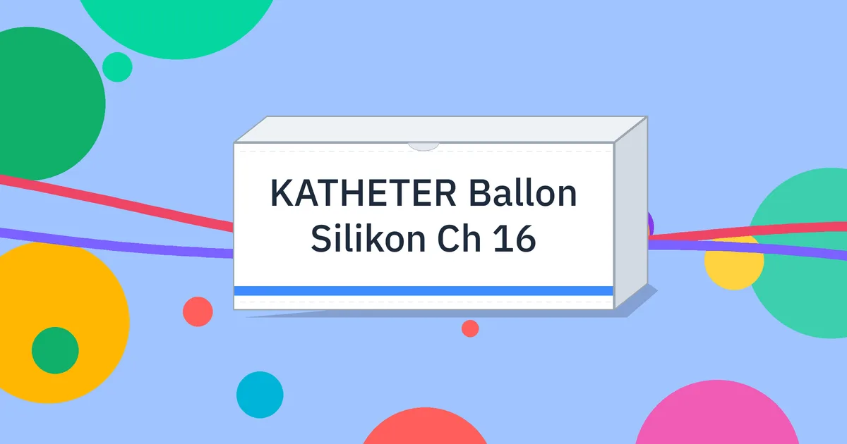 Symbolbild: Packung mit der Aufschrift KATHETER Ballon Silikon Ch 16 (PZN 07032718) – Verfügbarkeit und Bezug in Apotheken in Frankfurt am Main