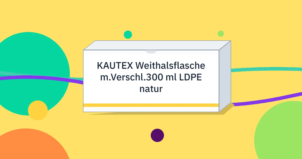 Symbolbild: Packung mit der Aufschrift KAUTEX Weithalsflasche m.Verschl.300 ml LDPE natur (PZN 18222468) – Verfügbarkeit und Bezug in Apotheken in Frankfurt am Main