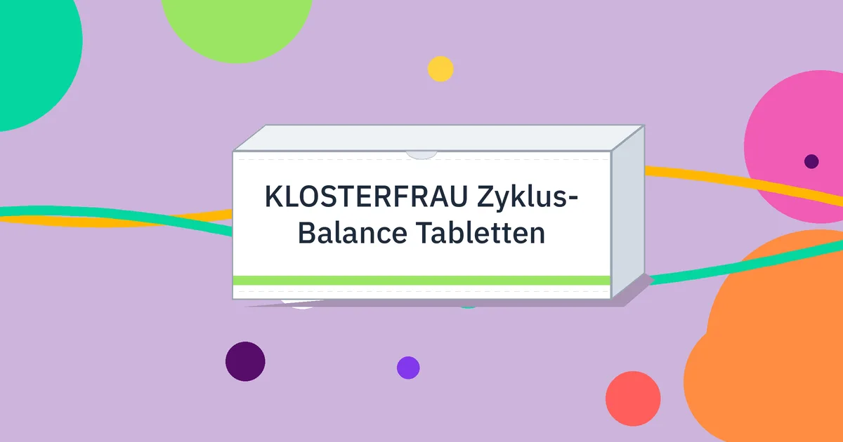 Symbolbild: Packung mit der Aufschrift KLOSTERFRAU Zyklus-Balance Tabletten (PZN 05505288) – Verfügbarkeit und Bezug in Apotheken in Frankfurt am Main