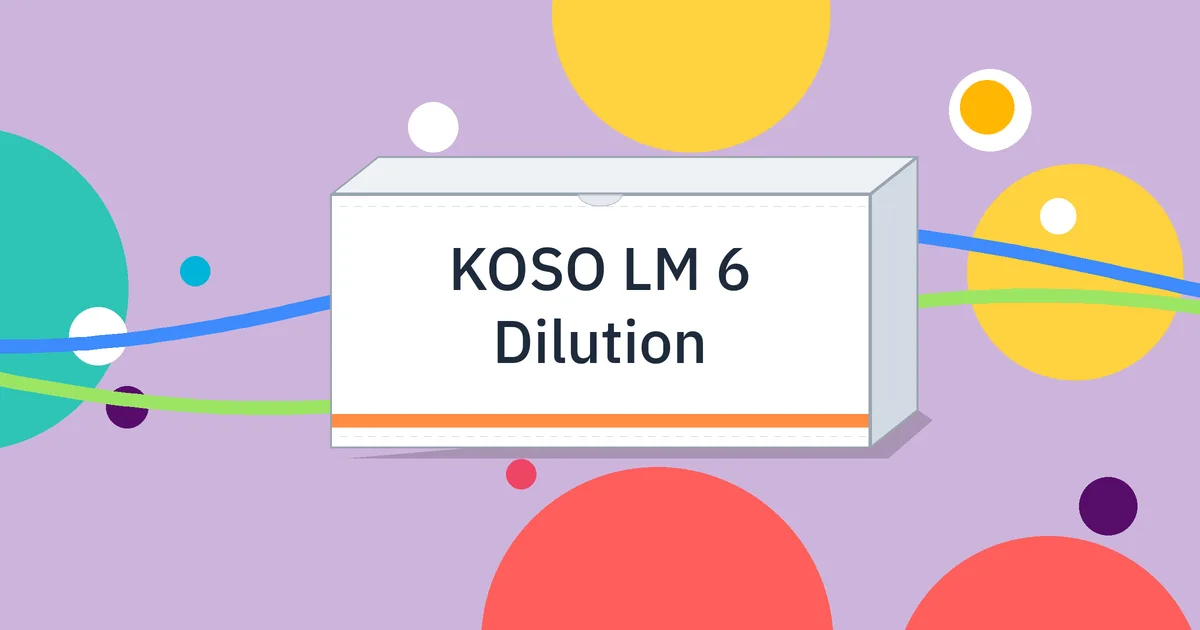 Symbolbild: Packung mit der Aufschrift KOSO LM 6 Dilution (PZN 13519809) – Verfügbarkeit und Bezug in Apotheken in Frankfurt am Main