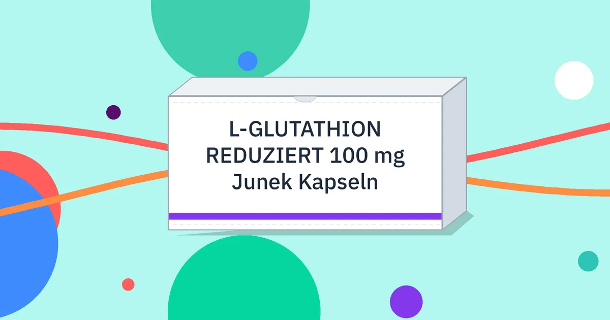 Symbolbild: Packung mit der Aufschrift L-GLUTATHION REDUZIERT 100 mg Junek Kapseln (PZN 00374597) – Verfügbarkeit und Bezug in Apotheken in Frankfurt am Main
