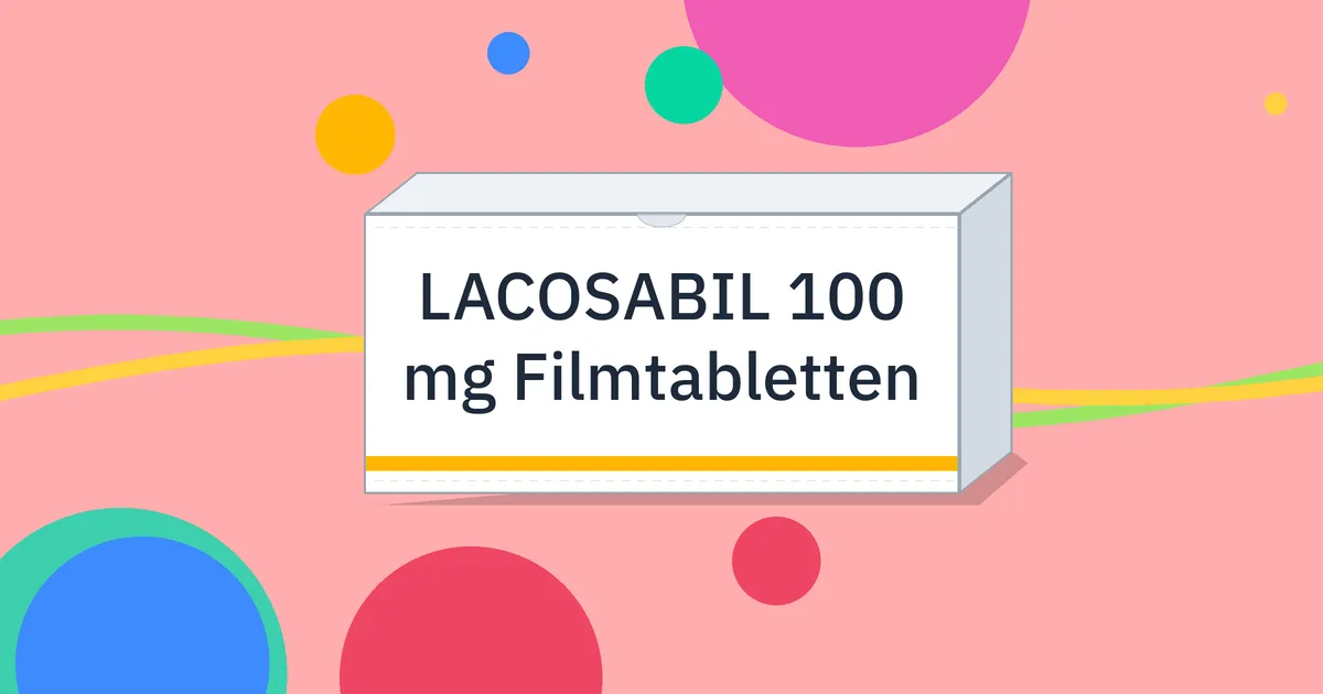 Symbolbild: Packung mit der Aufschrift LACOSABIL 100 mg Filmtabletten (PZN 18032242) – Verfügbarkeit und Bezug in Apotheken in Frankfurt am Main