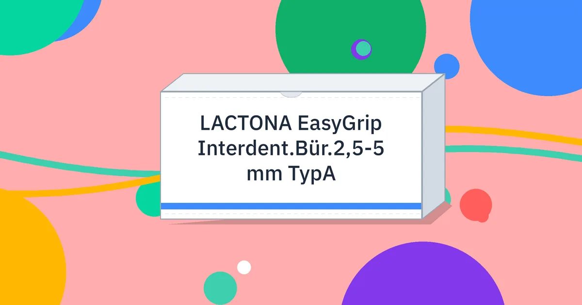 Symbolbild: Packung mit der Aufschrift LACTONA EasyGrip Interdent.Bür.2,5-5 mm TypA (PZN 07771539) – Verfügbarkeit und Bezug in Apotheken in Frankfurt am Main