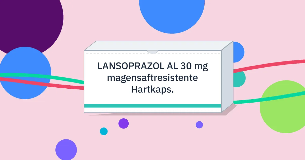 Symbolbild: Packung mit der Aufschrift LANSOPRAZOL AL 30 mg magensaftresistente Hartkaps. (PZN 04306658) – Verfügbarkeit und Bezug in Apotheken in Frankfurt am Main