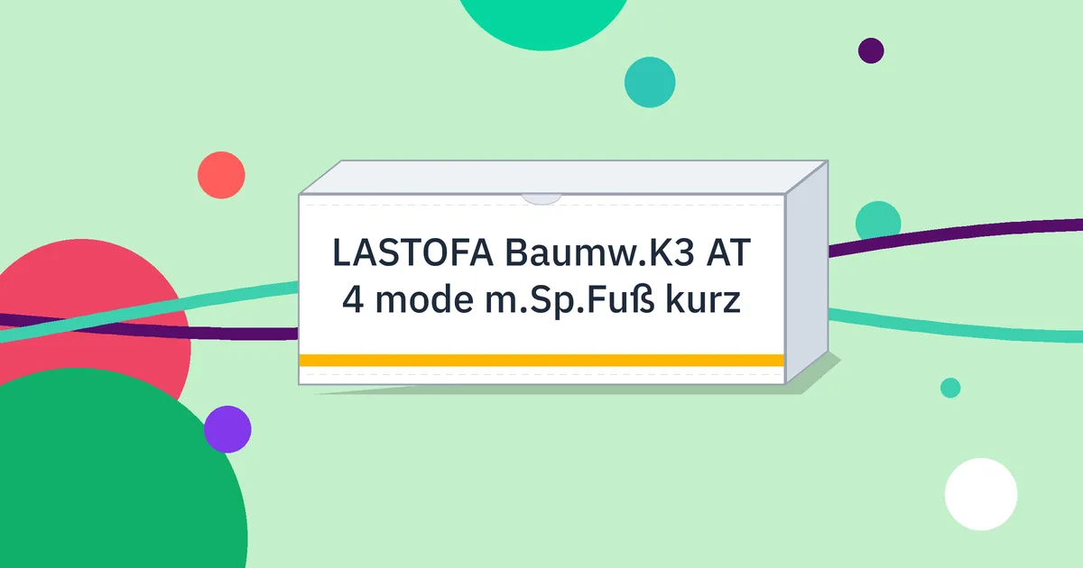 Symbolbild: Packung mit der Aufschrift LASTOFA Baumw.K3 AT 4 mode m.Sp.Fuß kurz (PZN 01957987) – Verfügbarkeit und Bezug in Apotheken in Frankfurt am Main