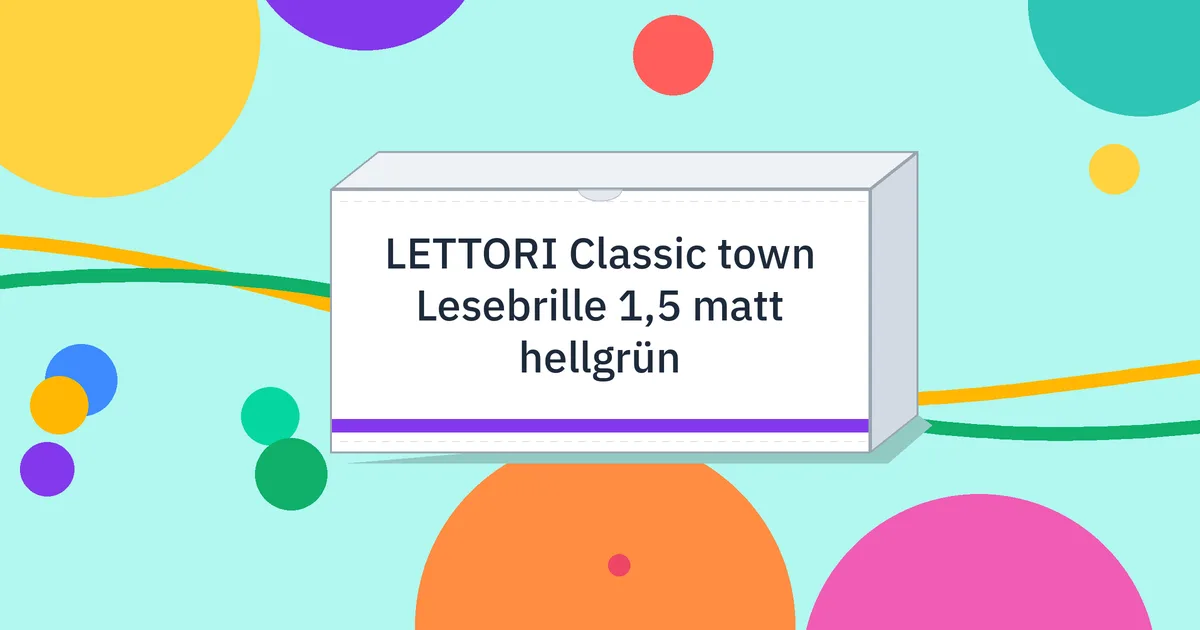 Symbolbild: Packung mit der Aufschrift LETTORI Classic town Lesebrille 1,5 matt hellgrün (PZN 11057687) – Verfügbarkeit und Bezug in Apotheken in Frankfurt am Main