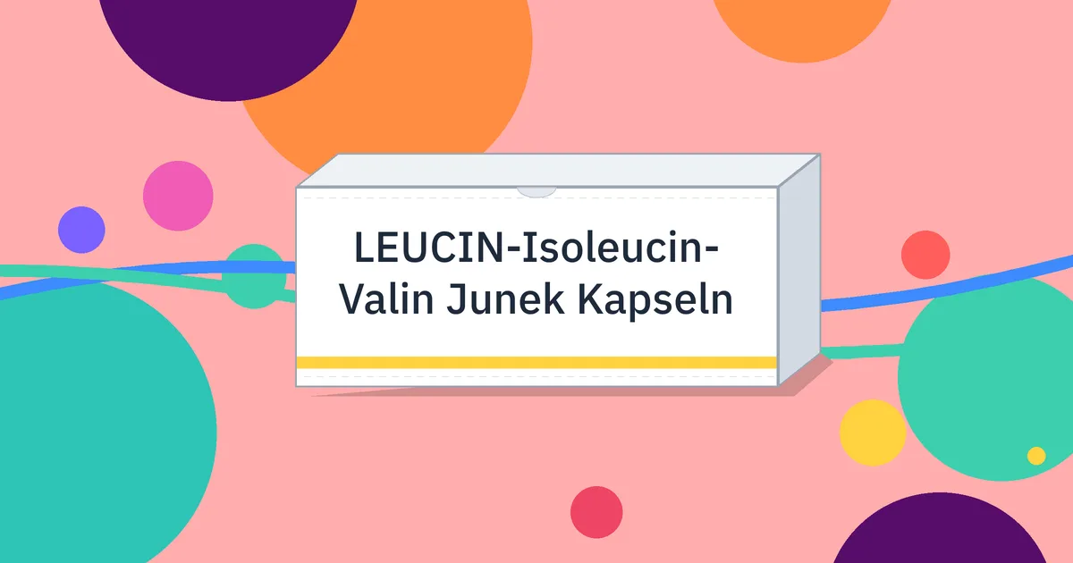 Symbolbild: Packung mit der Aufschrift LEUCIN-Isoleucin-Valin Junek Kapseln (PZN 17755636) – Verfügbarkeit und Bezug in Apotheken in Frankfurt am Main