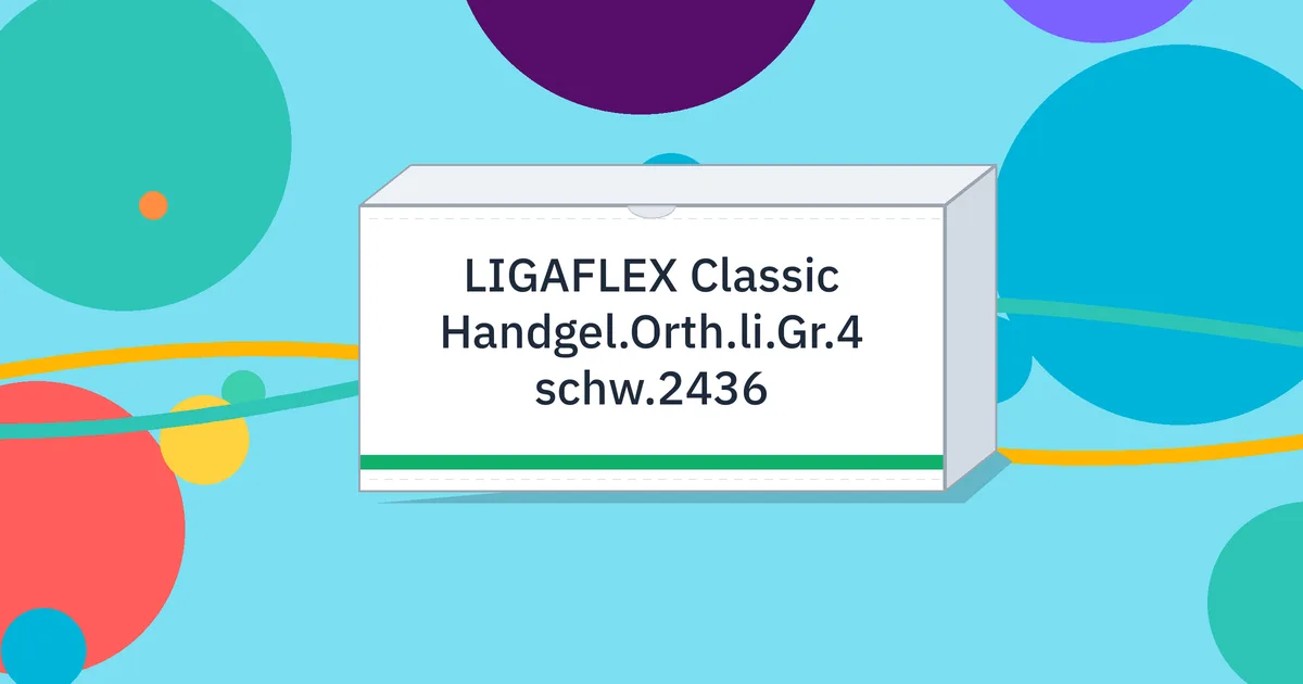 Symbolbild: Packung mit der Aufschrift LIGAFLEX Classic Handgel.Orth.li.Gr.4 schw.2436 (PZN 03772080) – Verfügbarkeit und Bezug in Apotheken in Frankfurt am Main