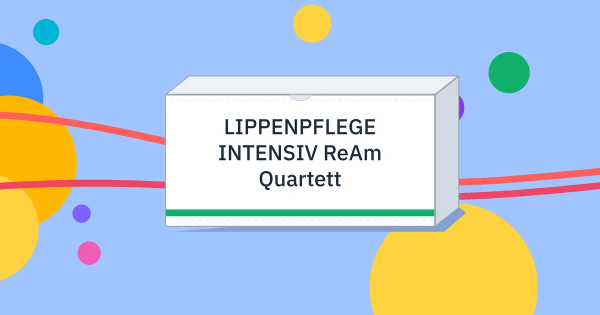 Symbolbild: Packung mit der Aufschrift LIPPENPFLEGE INTENSIV ReAm Quartett (PZN 13887105) – Verfügbarkeit und Bezug in Apotheken in Frankfurt am Main